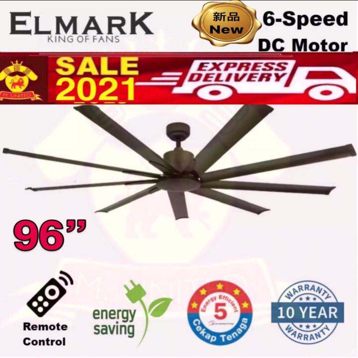 ELMARK CEILING FAN RUSTY BROWN 9 BLADES 6 SPEEDS REMOTE CONTROL 52 / 60 ...