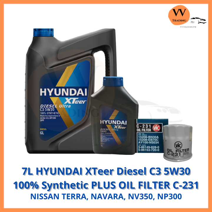 [OIL PACKAGE] 7L Hyundai XTeer Diesel Ultra C3 5W30 100% Synthetic PLUS ...