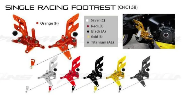 Modenas Bajaj Pulsar NS200 / RS200 Single Racing Footrest (Rapido ...