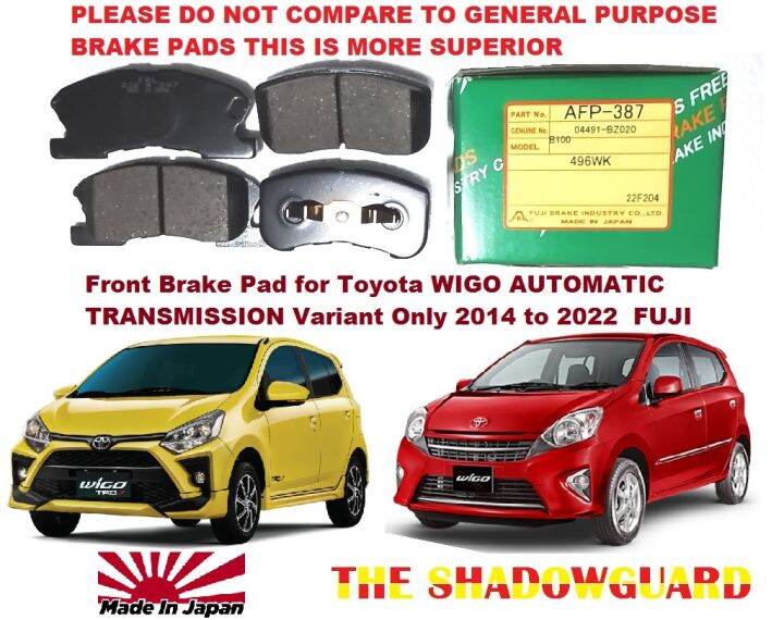 Front Brake Pad for Toyota WIGO AUTOMATIC TRANSMISSION Variant Only ...