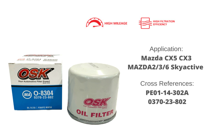 OSK OIL FILTER MAZDA CX3 CX5 MAZDA2/3/6 SKYACTIV | Lazada