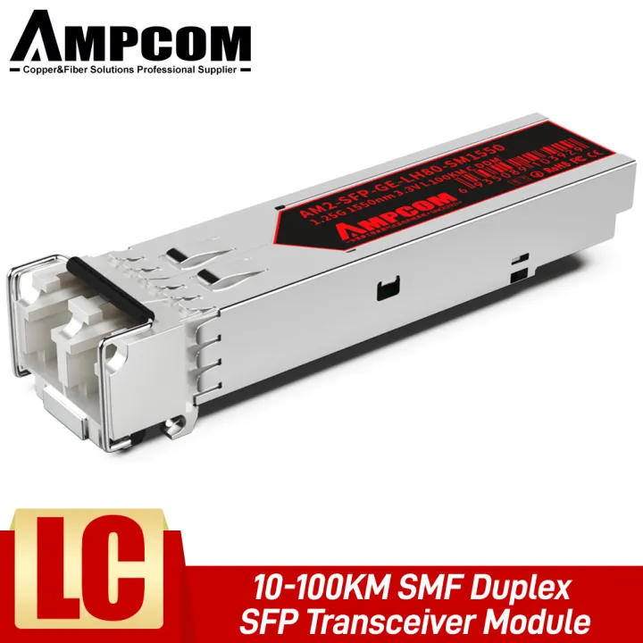 AMPCOM 1.25กรัม LC SFP โหมดเดี่ยวเพล็กซ์ออปติกโมดูล1000Base-SX, 10-100 ...
