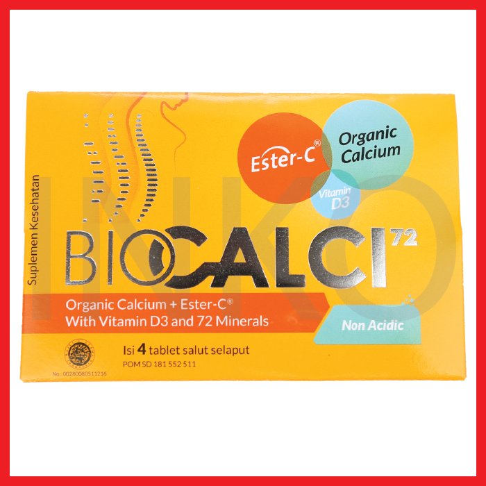 BIOCALCI 72 ESTER-C ORGANIC CALCIUM VITAMIN D3 4TABLET | Lazada Indonesia