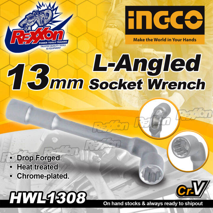 INGCO 13mm L-Angled Socket Wrench HWL1308 Rexxon Power Tools Trading | Lazada PH