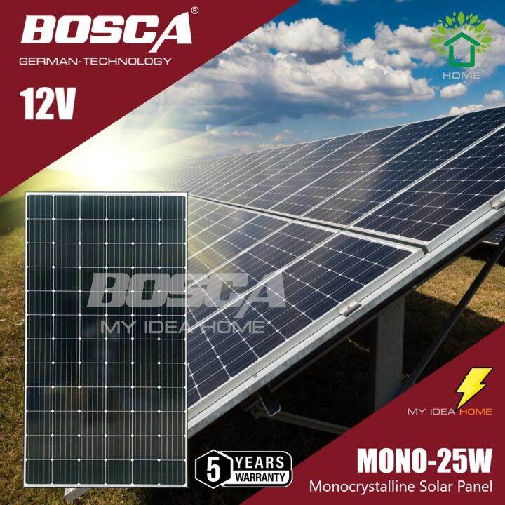 BOSCA 5 Year Warranty 25W Solar Panel Mono 25 Watt 12 Volt Pv Solar ...