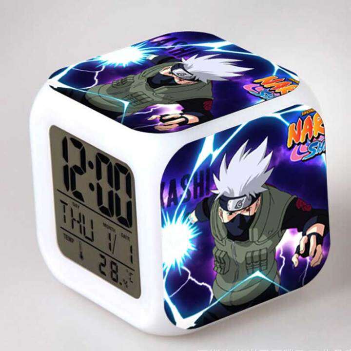 Anime Figurines Sasuke Alarm Clock LED Japan Manga Kakashi Action ...