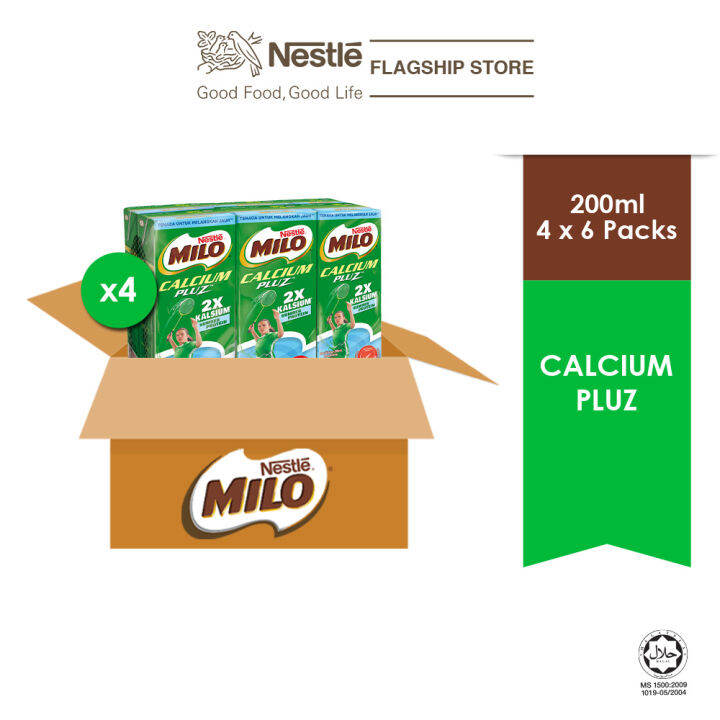 Nestle MILO® Calcium Pluz UHT 6x200ml Cluster Bundle of 4 Clusters (Carton) | Lazada