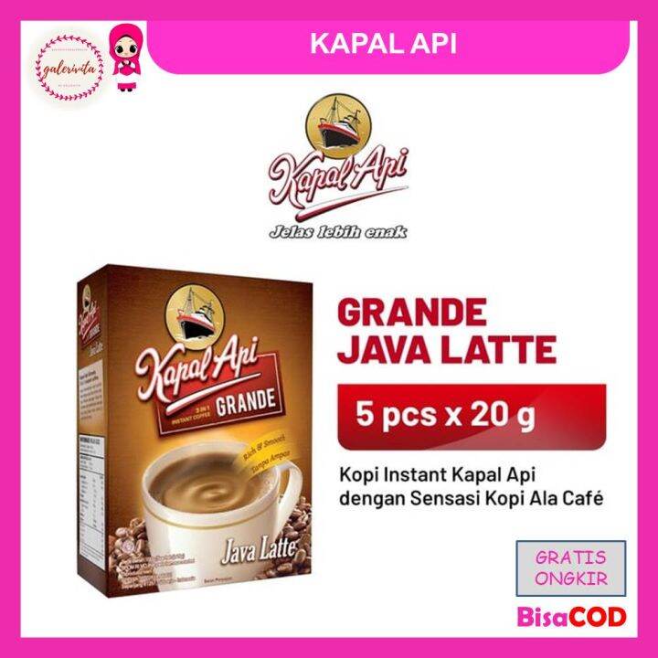 Kapal Api Grande Java Latte 1 Dus ( Isi 5 Pcs x 20 Gram ) | Lazada ...