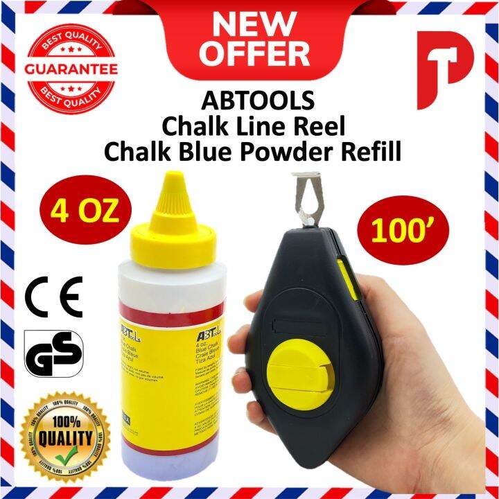 100’ Chalk Line Reel with 4OZ Blue Powder Straight Line Marking | Lazada