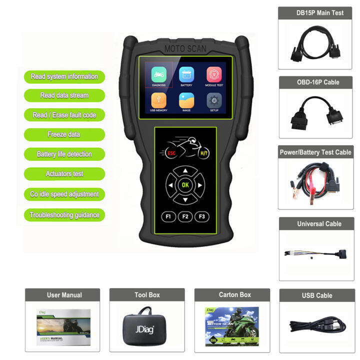 JDiag M100 PRO Motorcycle Scaner Handheld Motorbike diagnostic Tool ...