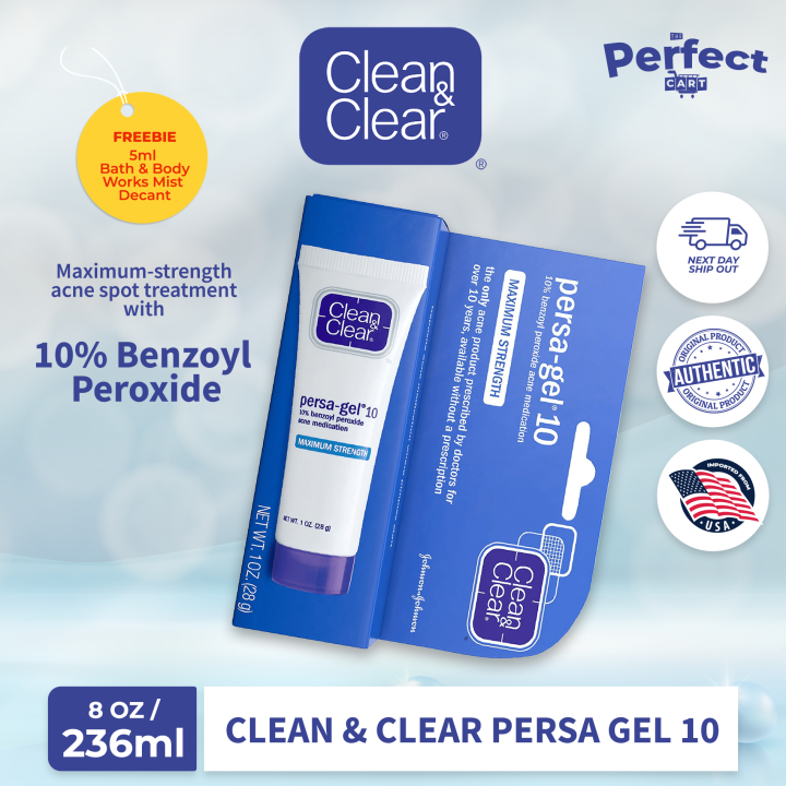 Clean & Clear Persa-Gel 10 Acne Medication, 10% Benzoyl Peroxide ...