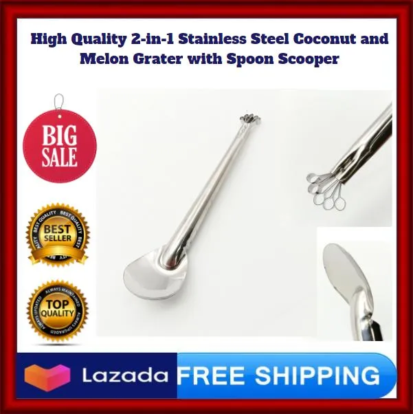 High Quality 2-in-1 Stainless Steel Coconut and Melon Grater with Spoon ...