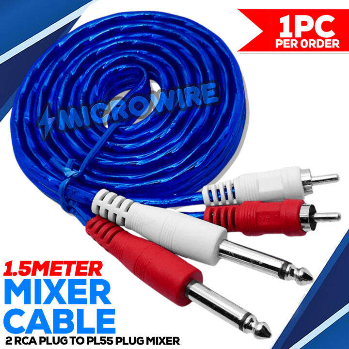 Mixer Cord 2 RCA Plug to 2 PL55 Plug Mixer PL55 RCA 1.5M/3M | Lazada PH