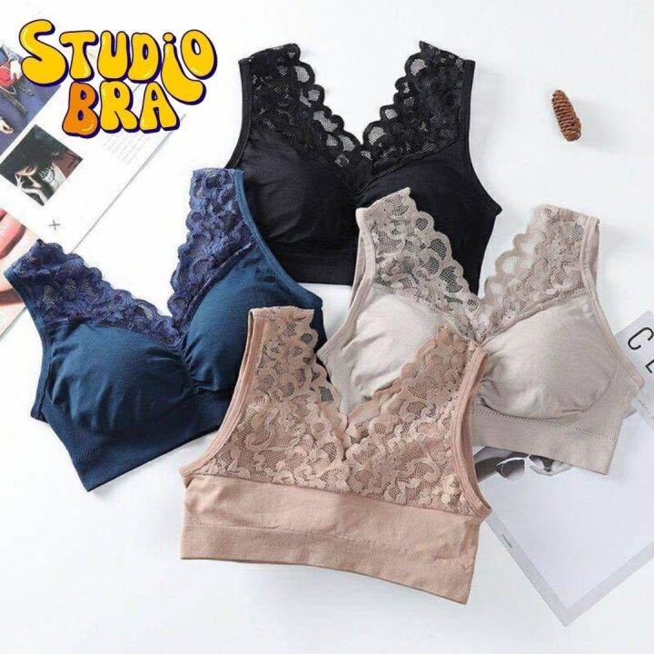 𝙎𝙩𝙪𝙙𝙞𝙤 𝘽𝙧𝙖 -บราลูกไม้ ไร้สาย สวยงาม เซ็กซี่(รหัส: 120) | Lazada.co.th