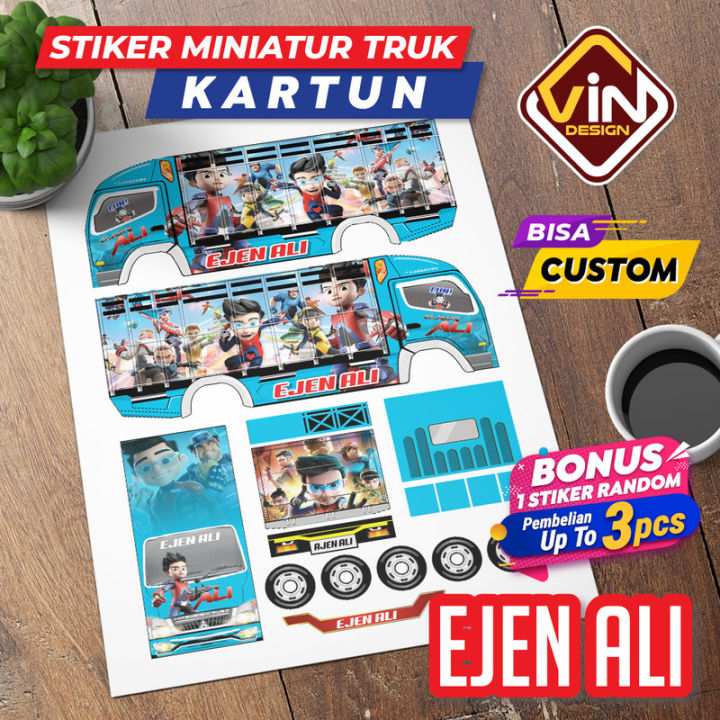 STIKER MINIATUR TRUK / EJEN ALI / KARTUN / POLA STICKER MINIATUR TRUCK ...