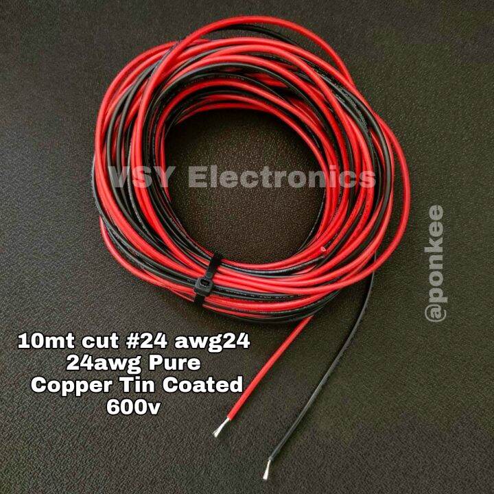 10mt cut Red and Black High Quality Hook Up Cable Wire #24 awg24 24awg Pure Copper Tin Coated ...