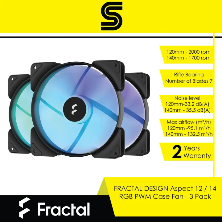Fractal Design Aspect 12 Rgb 14 Rgb Pwm Case Fan 3 Pack Lazada