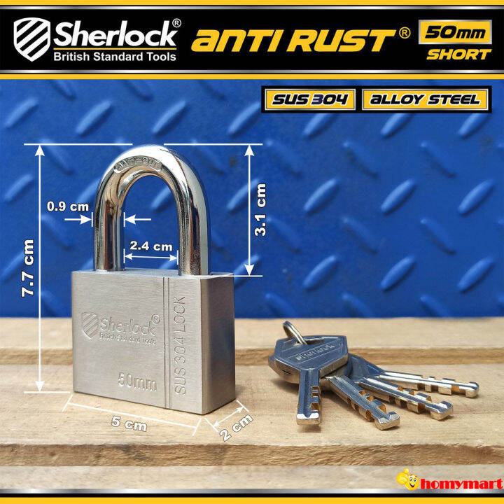 gembok anti rust 50 50mm pendek sherlock stainless steel 304 anti karat ...