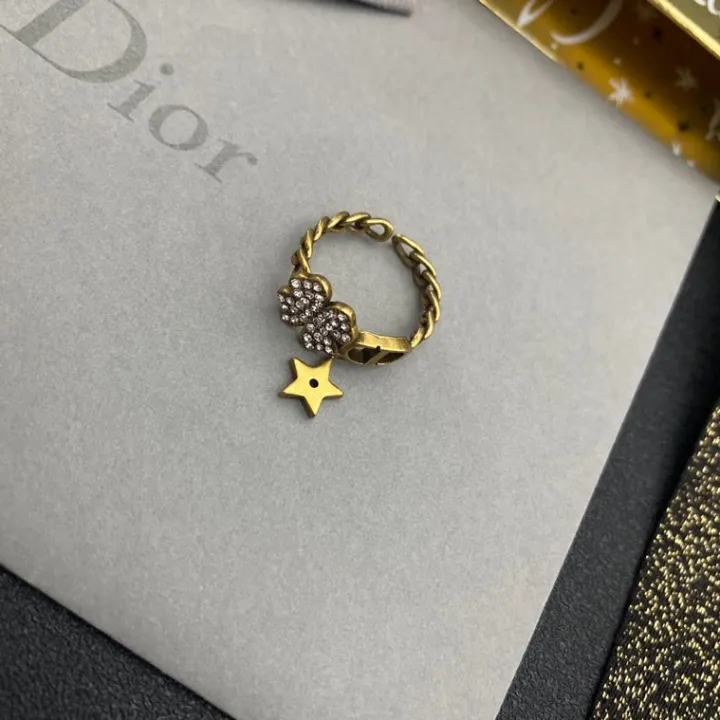 2022d 'S Diamond Four-Leaf Clover Star CD Ring นางฟ้าจับคู่หนึ่งขนาด ...