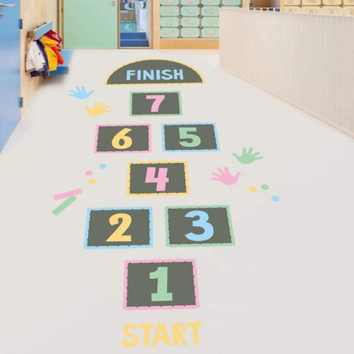 Lviver Hopscotch Footprint สติกเกอร์พื้นการ์ตูนรูปลอกติดพื้นสำหรับ ...