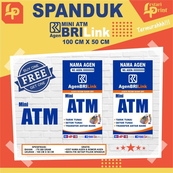 SPANDUK MINI ATM BRILINK BELI 1 GRATIS 1 / BANNER BRILINK / CUSTOM ...