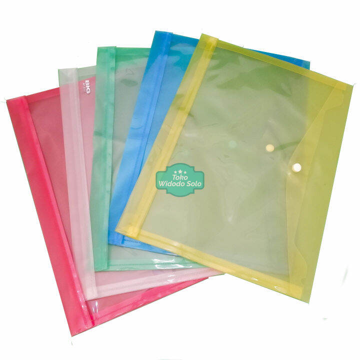 Map Plastik Kancing Folio Merah Putih Hijau Biru Kuning Benik F4 - 1 ...