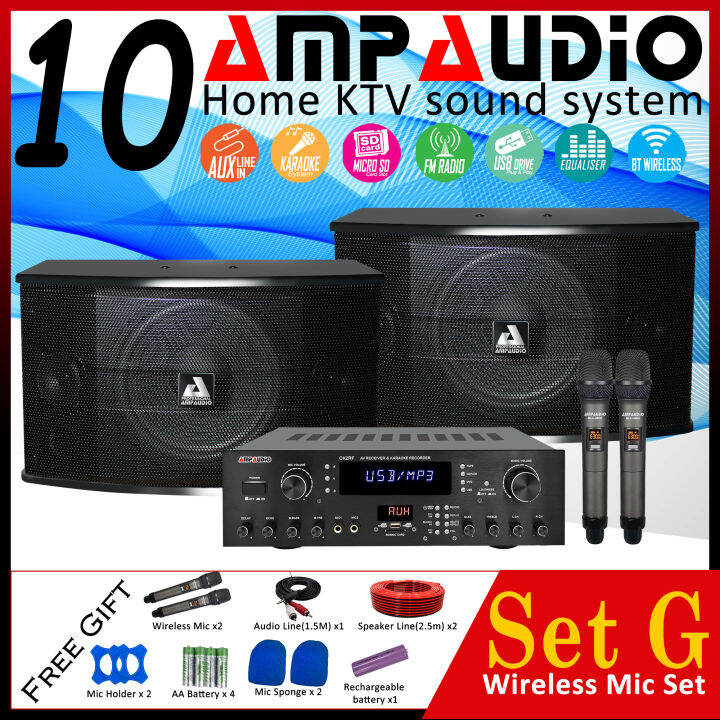 AmpAudio Karaoke Speaker Set 10inch speaker Full set G | Lazada