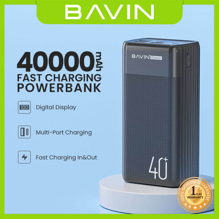 BAVIN PC069 40000mAh PD Fast Powerbank + 3 USB Output 3.0 Fast Charging ...