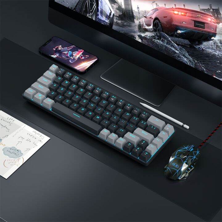 Magegee Mk- 65 แป้นพิมพ์เล่นเกมแบบใช้สายสีฟ้า Type-C 68 คีย์ไฟ ขนาดมินิ ...