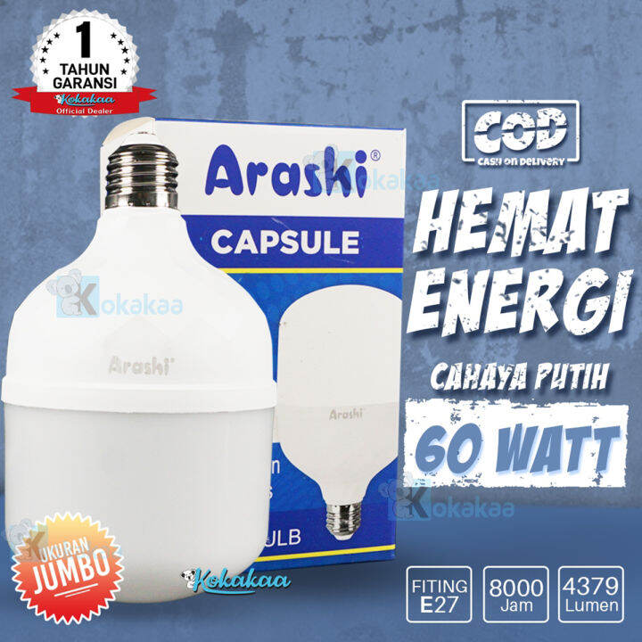 Arashi Lampu Bohlam LED CAPSULE 30 Watt GARANSI 1 Tahun Hemat Energi Lumen 2253Lm (Umur 8000 Jam ...