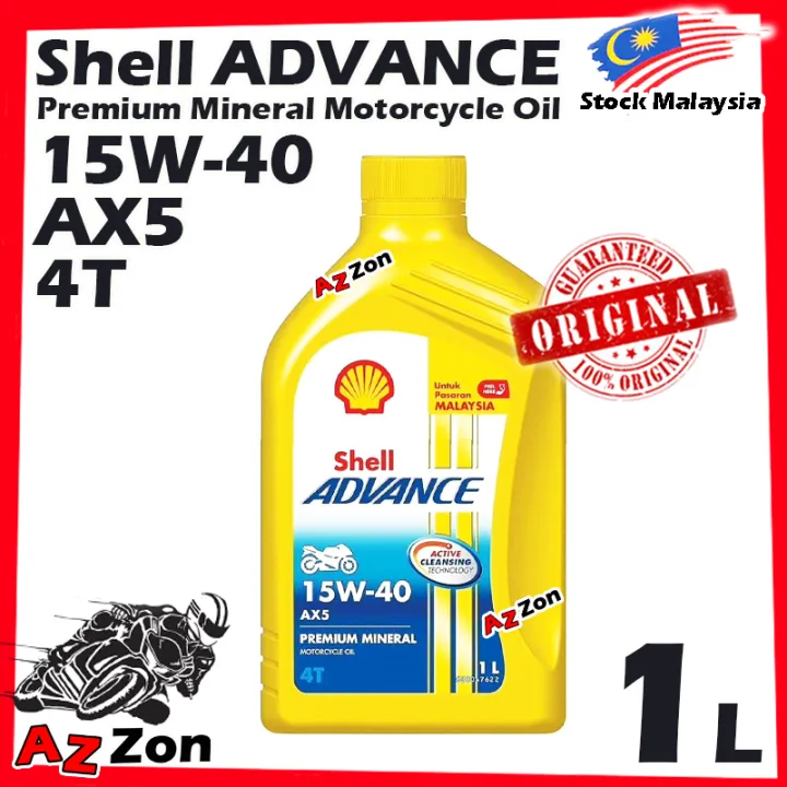 Shell Advance 15W-40 AX5 4T Premium Mineral Motorcycle Oil Shell ...