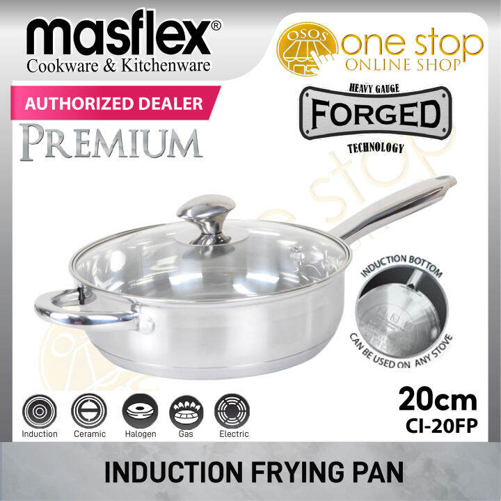 Masflex by Winland 20cm Stainless Steel Induction Frypan with Glass Lid ...