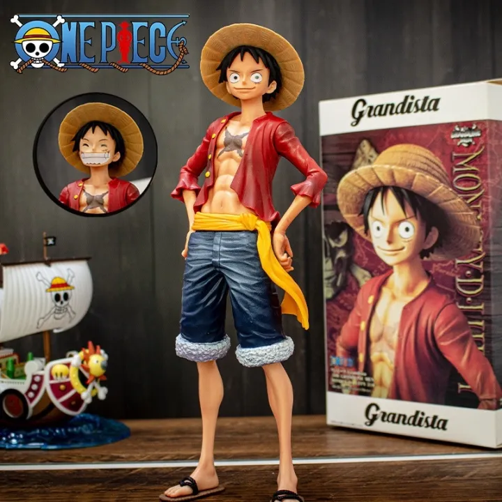 28cm One Piece Luffy action figure face changeable smiling Monkey D ...