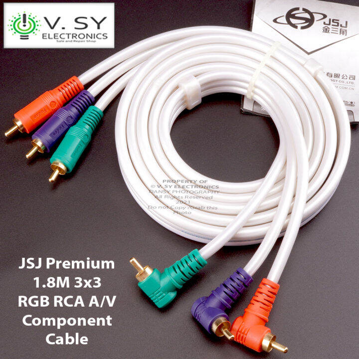 JSJ Premium 1.8M 3x3 RGB RCA Male Plugs Component YPbPr Connector Cable ...
