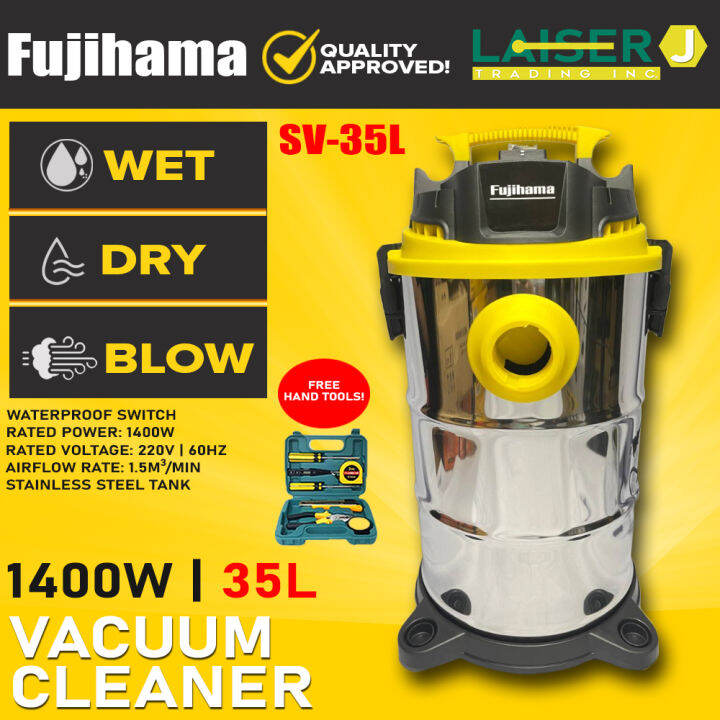 Fujihama Vacuum Cleaner 3 in 1 (Wet, Dry and Blow) STAINLESS 35 Liters ...