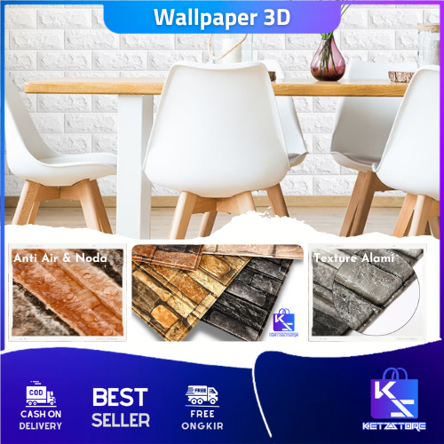 PAKET 10 LEMBAR - Wallpaper 3D Modern Foam Timbul Embos Batu Bata ...