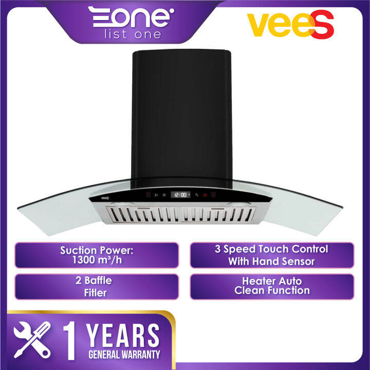 Vees 1300m³/h Cooker Hood DH-06A with Heater Auto Clean Function | Lazada