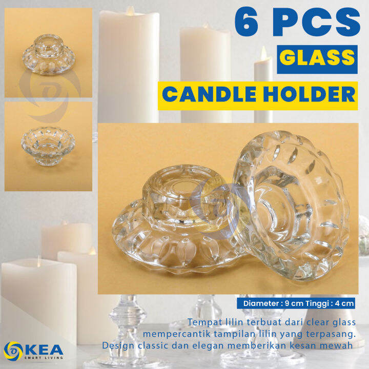 SET 6 PCS Chandelier Tempat Lilin Kaca - Tempat Lilin Candlelier Candle ...