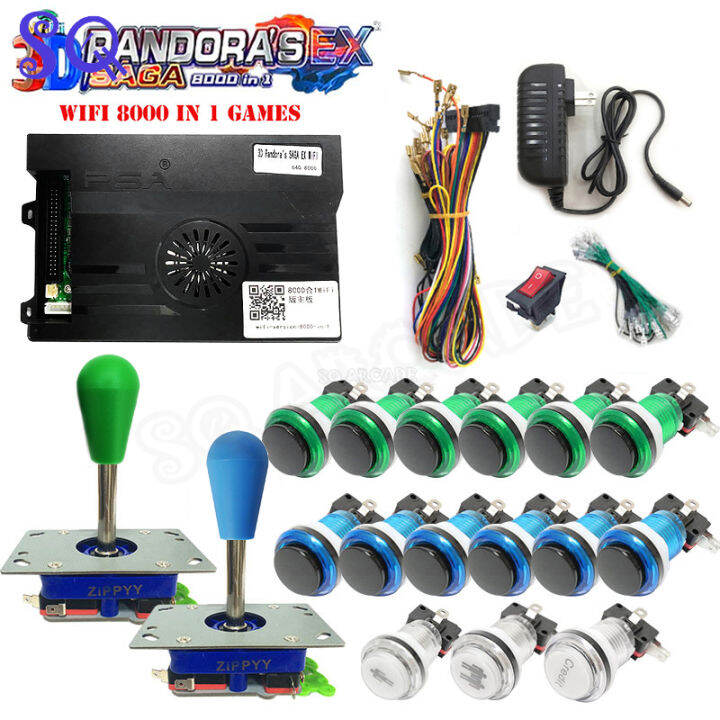 3D Pandora SAGA Box Arcade DIY Kit 8000 Game In 1 Black Cover Push ...