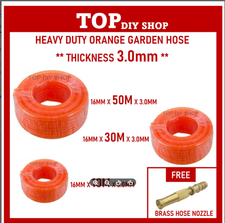 Paip Getah Hos Getah PVC Orange Thick Garden Hose Heavy Duty 10meter ...