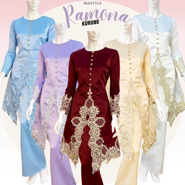 [NEESTYLE] RAMONA PLUS SIZE • Baju Kurung Kebaya Labuh Lace Satin Baju ...