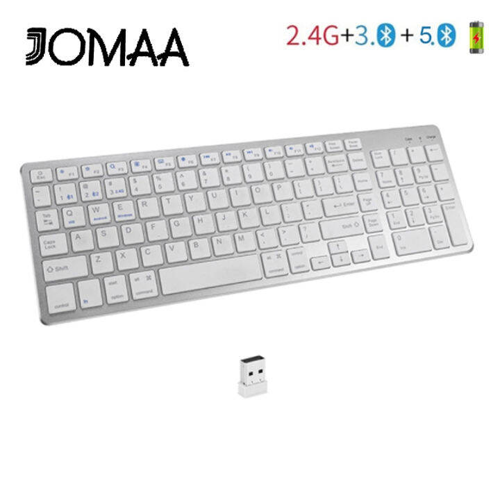 Jomaa 2 4g Wireless Bluetooth Keyboard Rechargeable Multi Device Sync Silent Keyboard Mouse Set