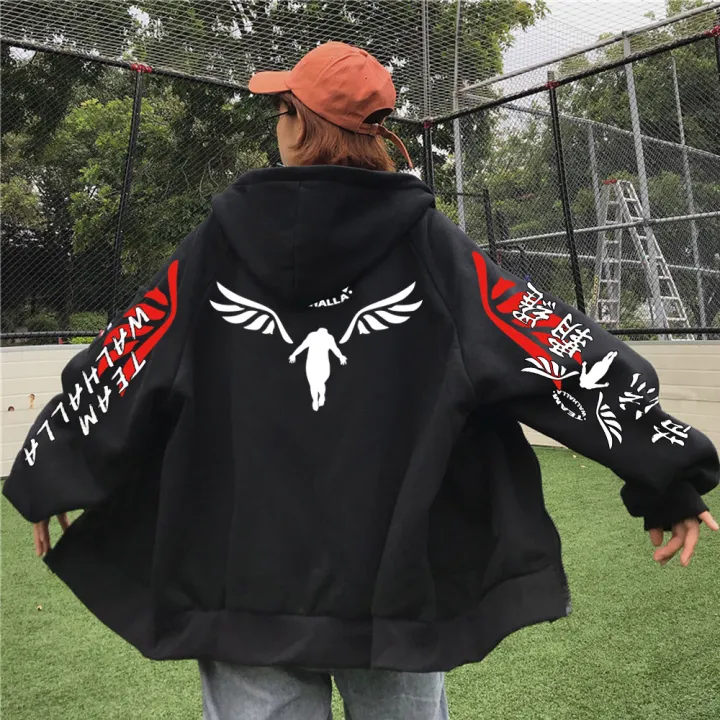 Tokyo Revพนังเสื้อสวมหัวพิมพ์ลายอนิเมะ,เสื้อลำลองทรงหลวมใส่ได้ทั้งชาย ...