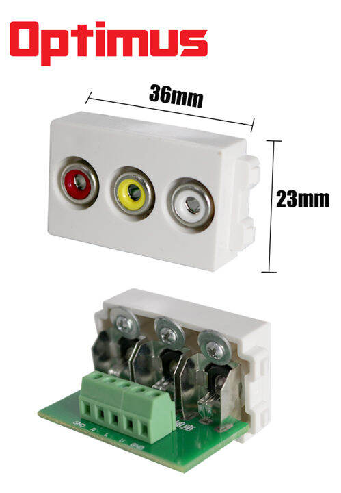 Optimus RCA Audio Video Wall Outlet 23x36mm Back Side Wire Connector ...
