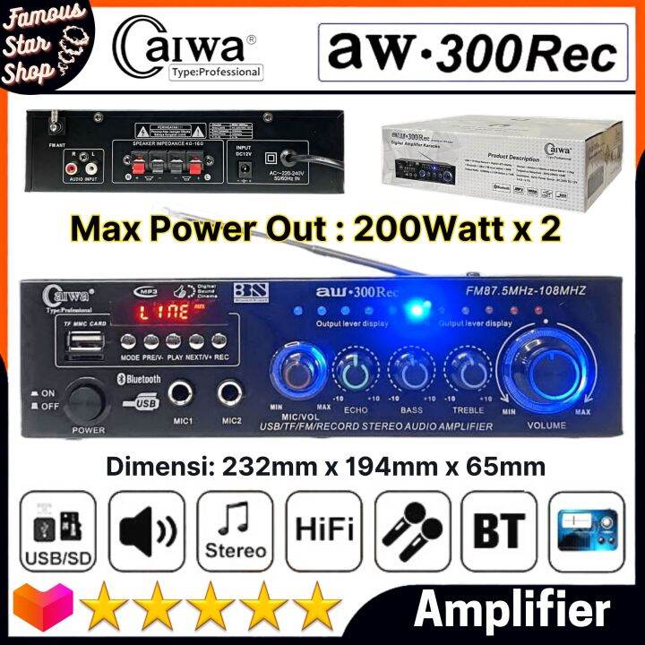 Amplifier Profesional Caiwa AW-300Rec Bluetooth + Dual Record + USB ...