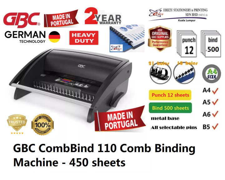GBC CombBind 110 Comb Binding Machine - (binding machine, heavy duty ...
