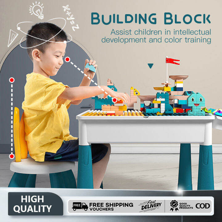Building Blocks Table and Chair Set with Lego Blocks Table Build for ...