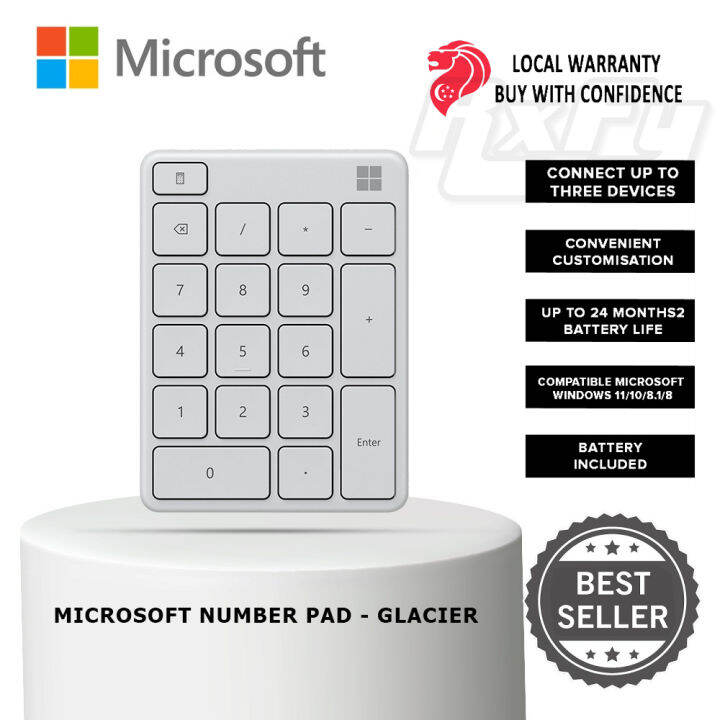 Microsoft Number Pad Wireless Ergonomic Keyboard with Bluetooth slim ...