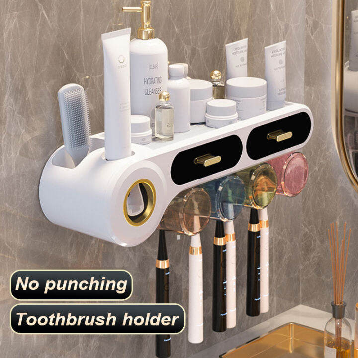 toothbrush holder 牙刷置物架 Tooth cup and toothbrush shelf Non-perforated ...