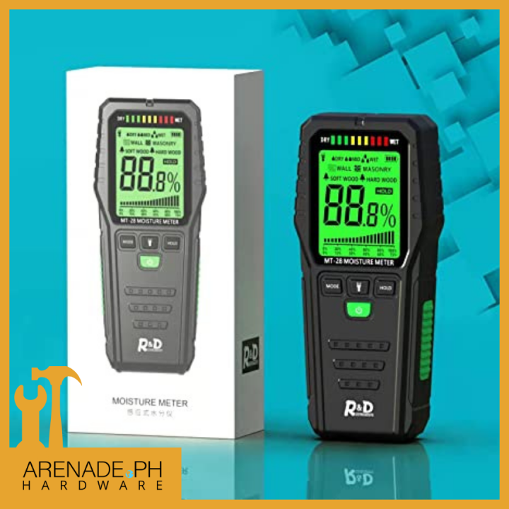 R&D Pinless Wood Moisture Meter Digital Moisture Detector Humidity ...